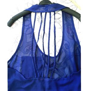 Tops | Royal Blue Sheer Top Caged Back | Poshmark